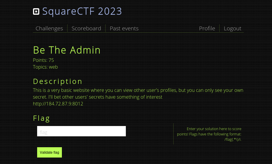 square CTF 2023 {Be The Admin} - ali Drabkah - Medium