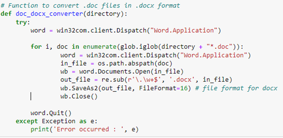 Converting old word documents (.doc files) into .docx files using ...