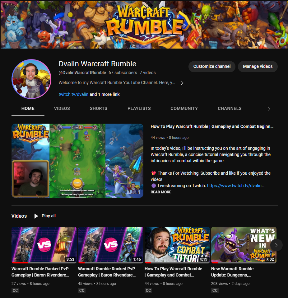 New Warcraft Rumble YouTube Channel - Dvalin - Medium