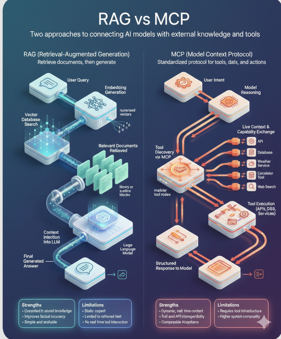 RAG vs MCP: The Future of AI Knowledge & Tool Integration Explained ...