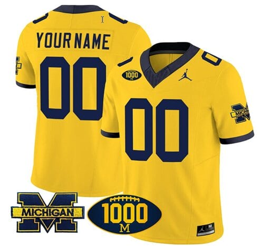 Custom Michigan Wolverines Jersey Name and Number 1000 Wins Patch Vapor ...