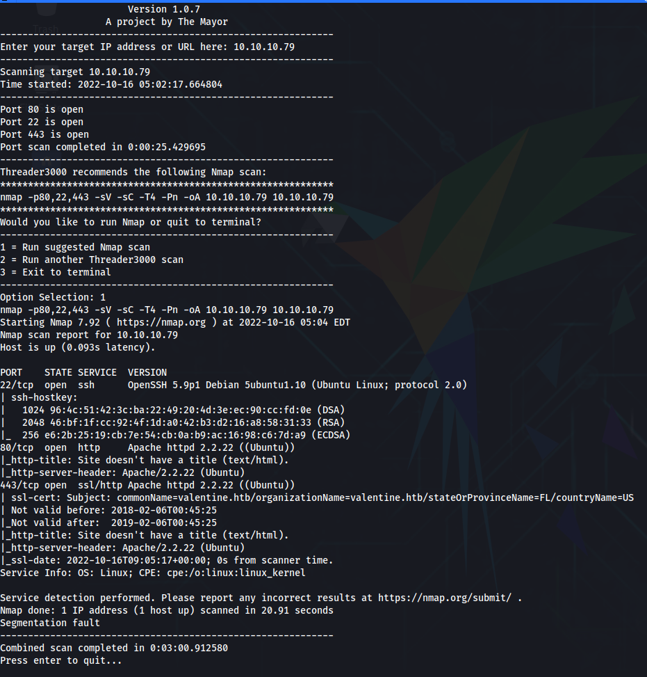 [Linux][Easy][HTB] Valentine. Initial nmap scan reveals open port 22… | by Christopher Lia | Medium