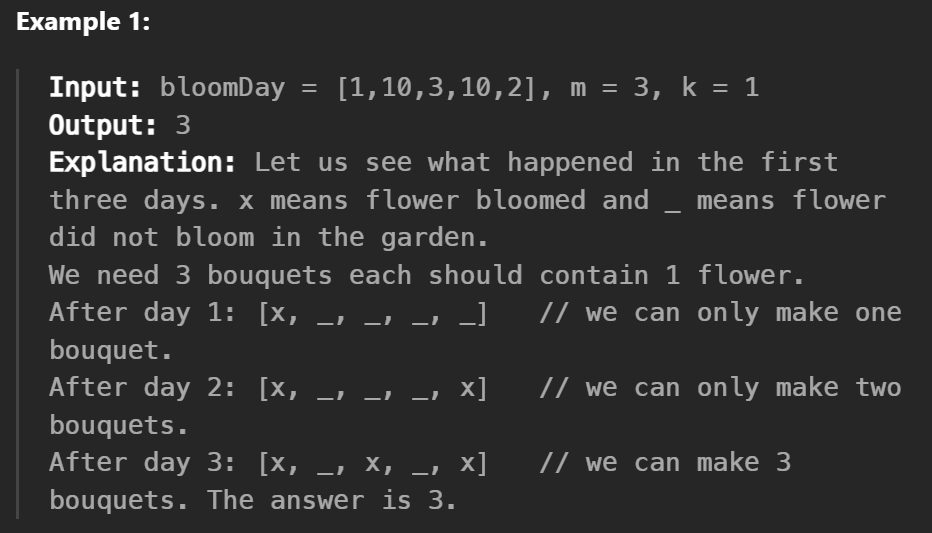 Minimum Number of Days to Make m Bouquets (Binary Search Approach) | by Bhishmadev Ghosh | Medium