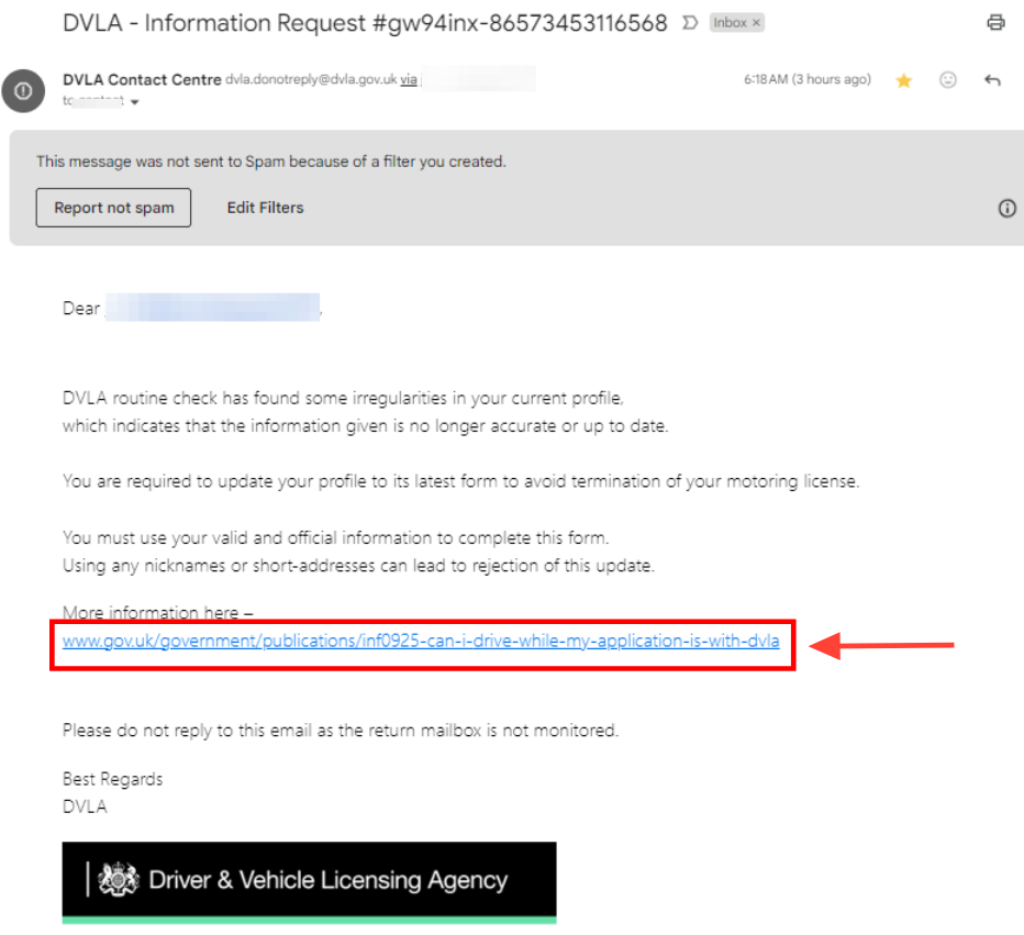 Spam From “Driver & Vehicle Licensing Agency?” (UK) | by John Delavera ...