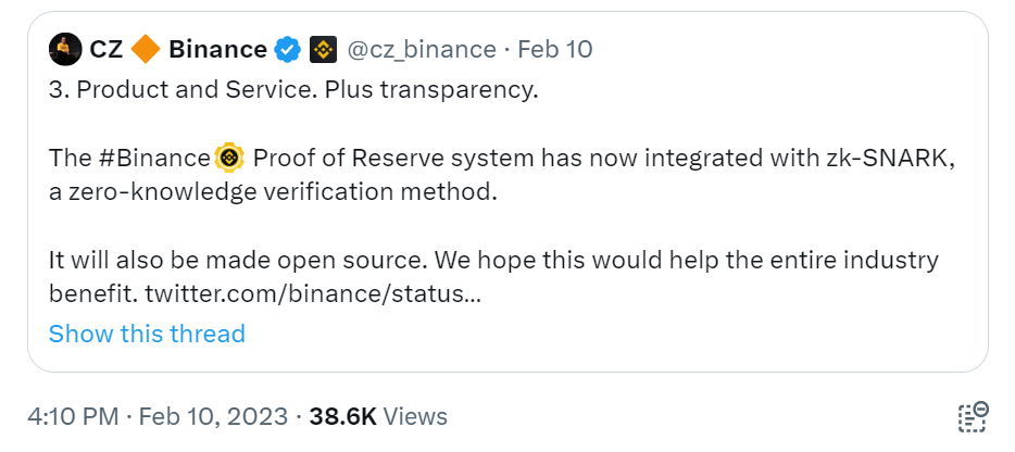This is a big step forward. Binance is the first exchange to implement ...