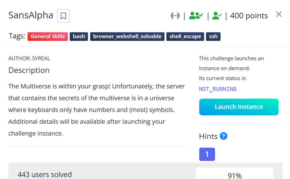picoCTF 2024: SansAlpha. Tags: General Skills, bash… | by Altair | Medium