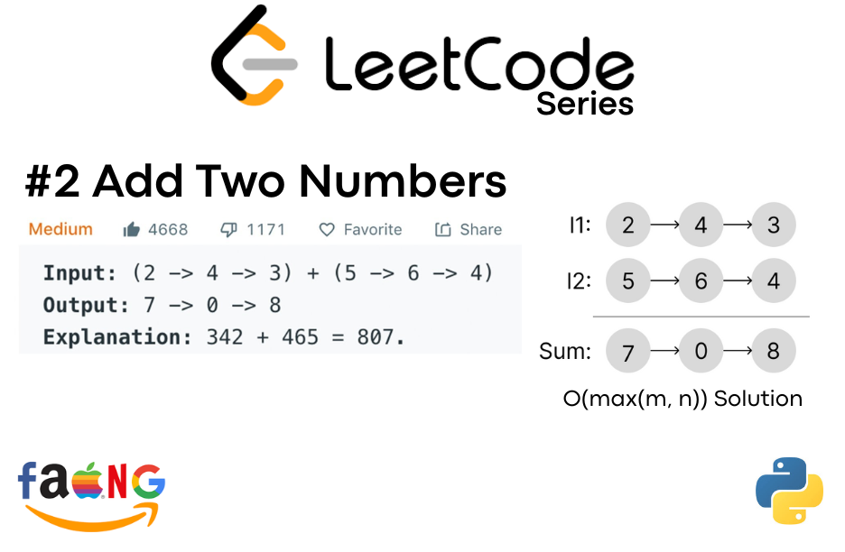 LeetCode #2: Add Two Numbers — Step-by-Step Python Solution (Linked List) | by Kanika Sharma ...