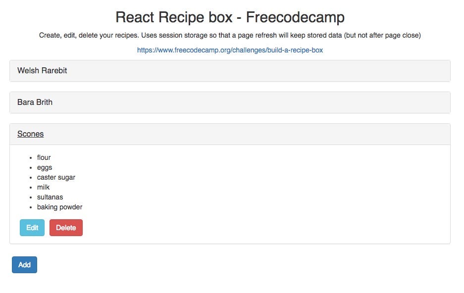 React Recipe Box Challenge — FreeCodeCamp | by Stephen Roberts | Medium