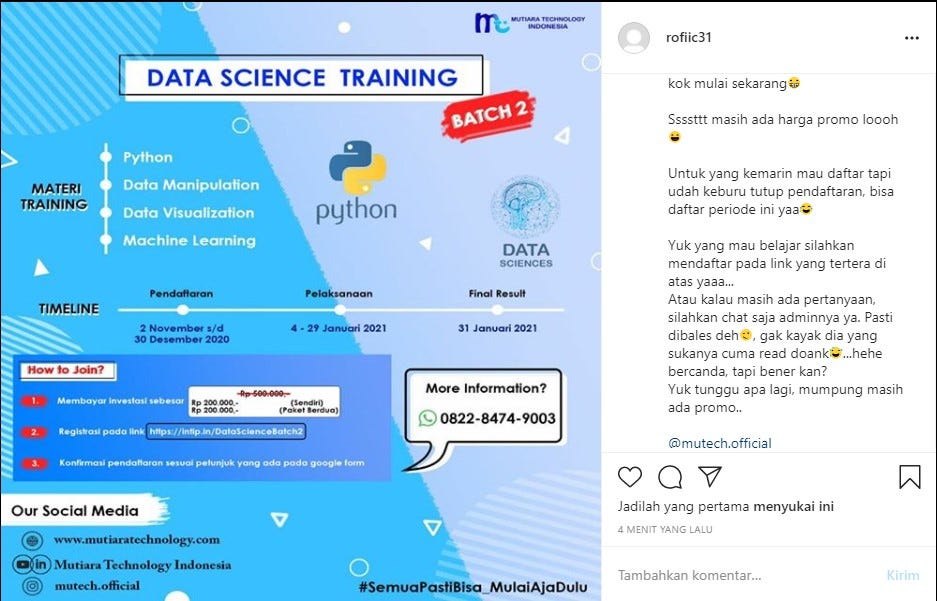 Belajar python basic dalam rangkaian pelatihan Data Science Training di ...