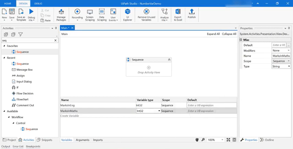 ADDING TWO NUMBERS. Number variable is used to store… | by Uipath | Medium