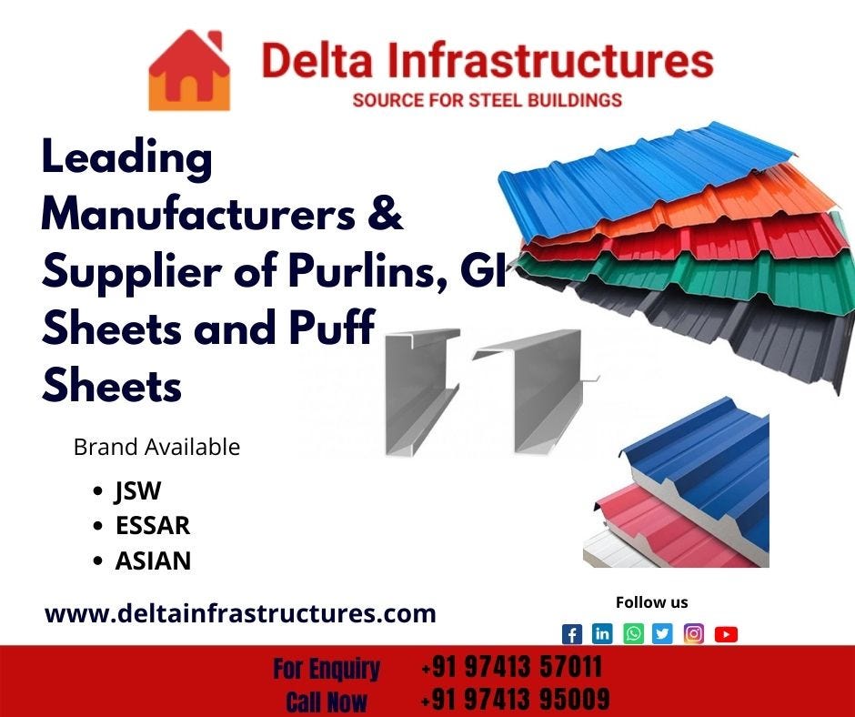 Leading Manufacturers & Supplier of Purlins, GI Sheets and Puff Sheets ...