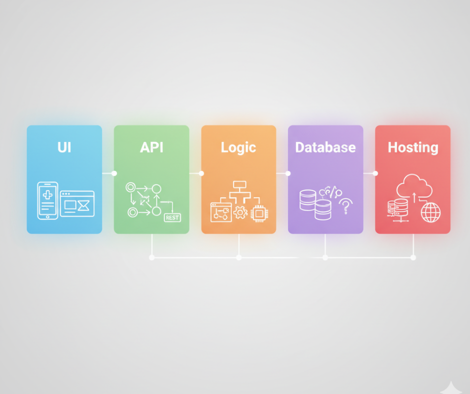 UI, API, Logic, Database, Hosting…What Each Piece Does (and Why It Matters) | by Paradise ...