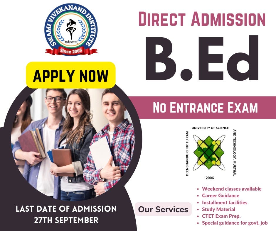 B.Ed admission - Swami Vivekanand College Of Education - Medium