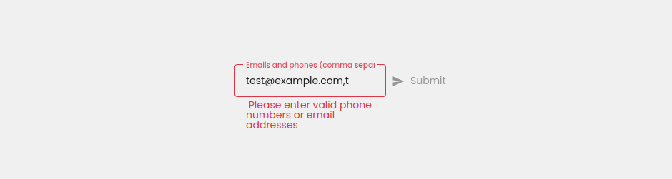 Validating Multiple Email Addresses And Phone Numbers Separated By Commas In Angular Forms By