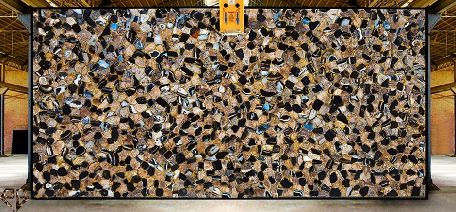Agate Umbra with Gold Slab — Crafted to Shine by Precious Gem-Surfaces ...