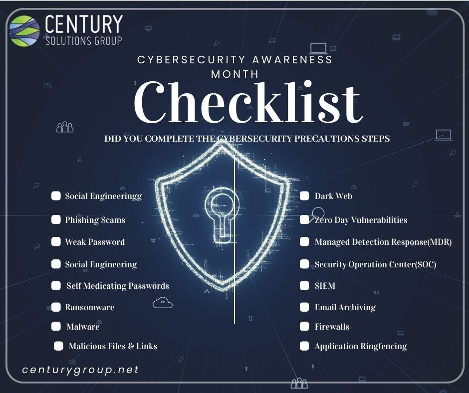 Cybersecurity Checklist! - Century Solutions Group - Medium