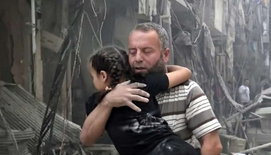 A Father Carries His Child In Wartime | by Phyllis Knox | Medium