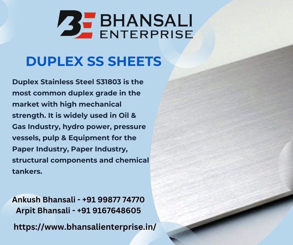 “Duplex SS Sheets Manufacturer & Exporter.” - BhansaliEnterprise - Medium