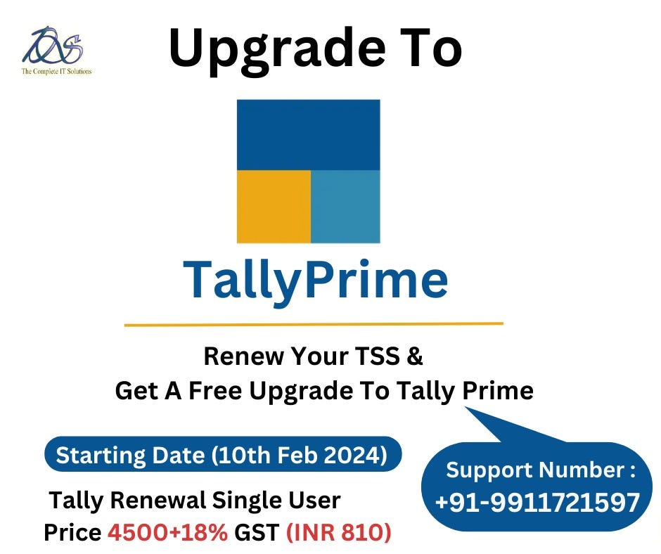 Renew Your TSS & Get A Free Upgrade TO Tally Prime Because Price ...