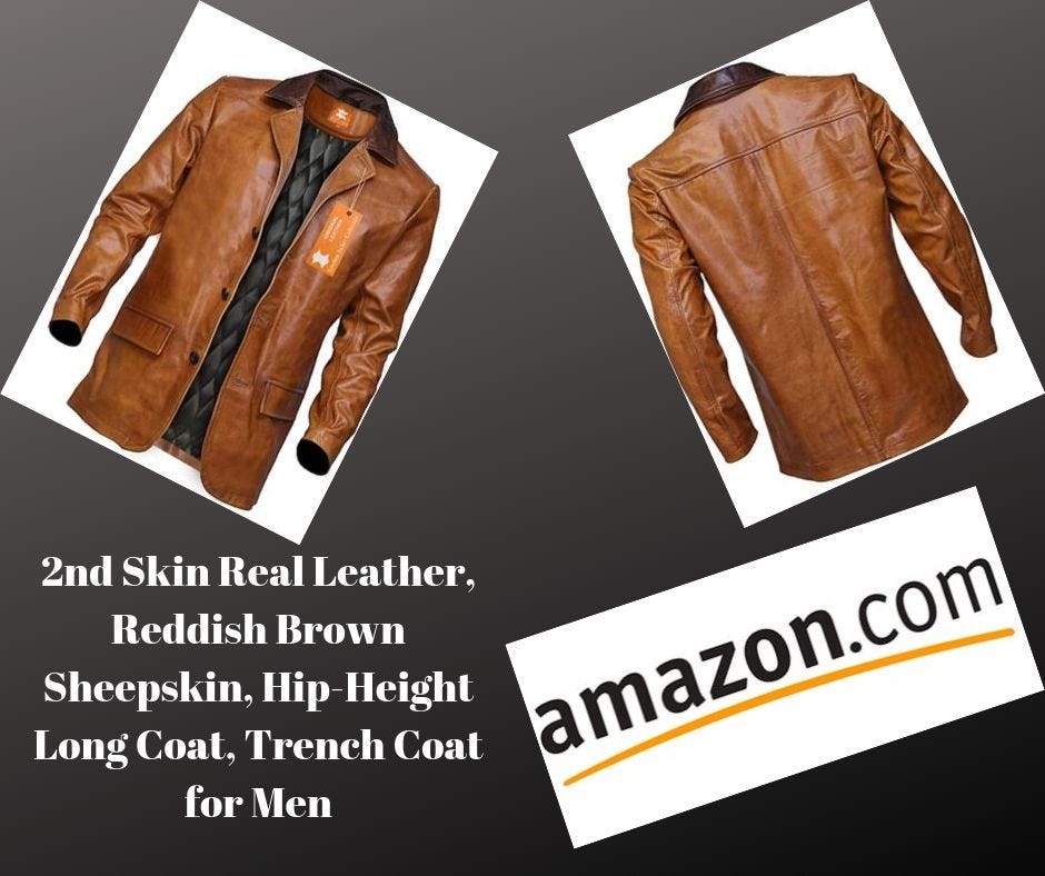 2nd Skin Real Leather, Reddish Brown Sheepskin, Hip-Height Long Coat ...