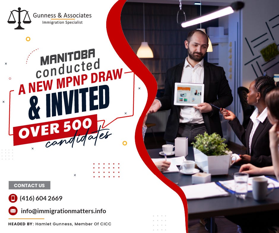 Manitoba conducted the latest PNP draw and invited over 500 candidates ...