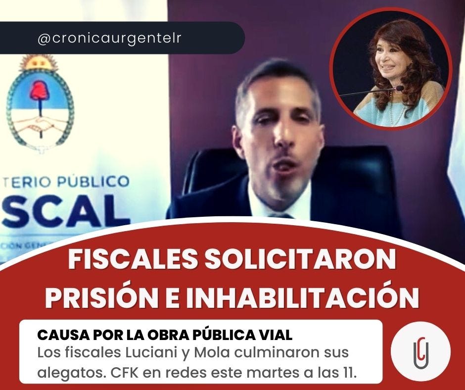 Fiscales solicitaron 12 años de prisión para CFK e inhabilitación ...