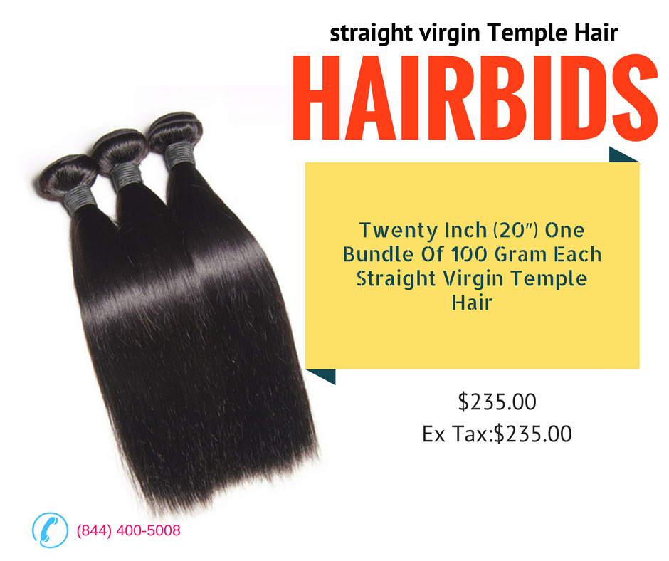 Twenty Inch (20″) One Bundle of 100 gram each straight virgin Temple ...