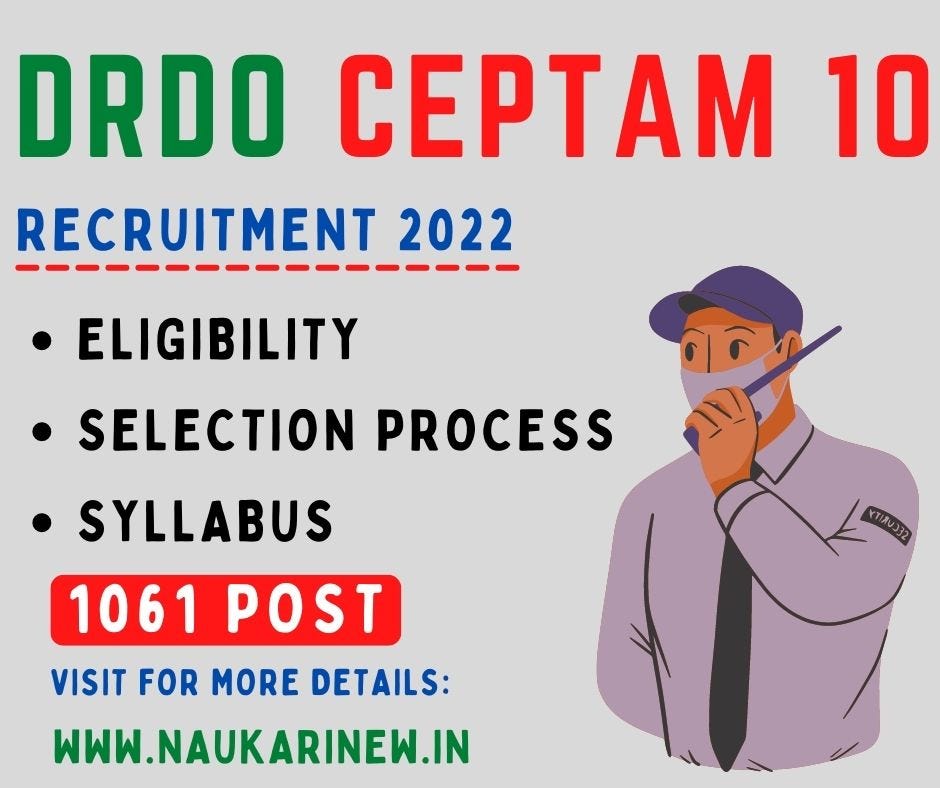 DRDO CEPTAM 10 Vacancy 2022 - Naukarinewofficial - Medium