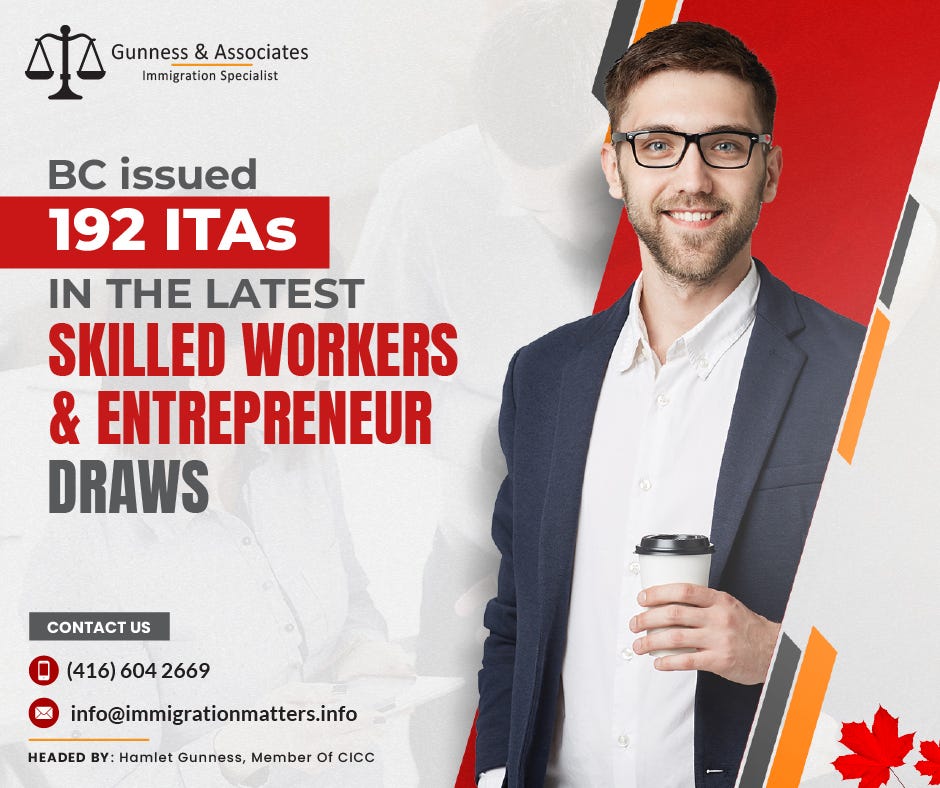 BC issued 192 ITAs in the latest skilled workers and entrepreneur draws ...