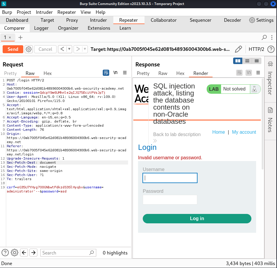 Port Swigger Academy Labs 2— Sqli — Listing The Database Contents On Non Oracle Databases By