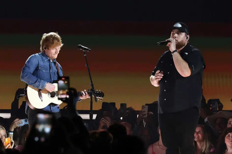 Ed Sheeran & Luke Combs Team Up for Heartfelt ‘Life Goes On’ Duet at ...
