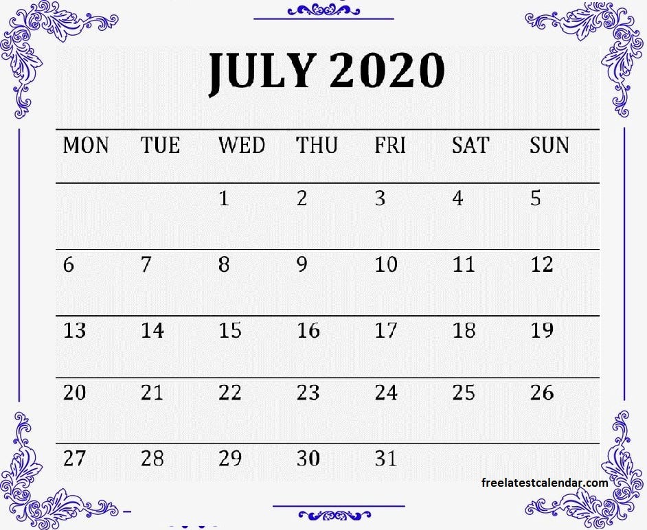 July 2020 Calendar Template. The schedule is an extraordinary source ...