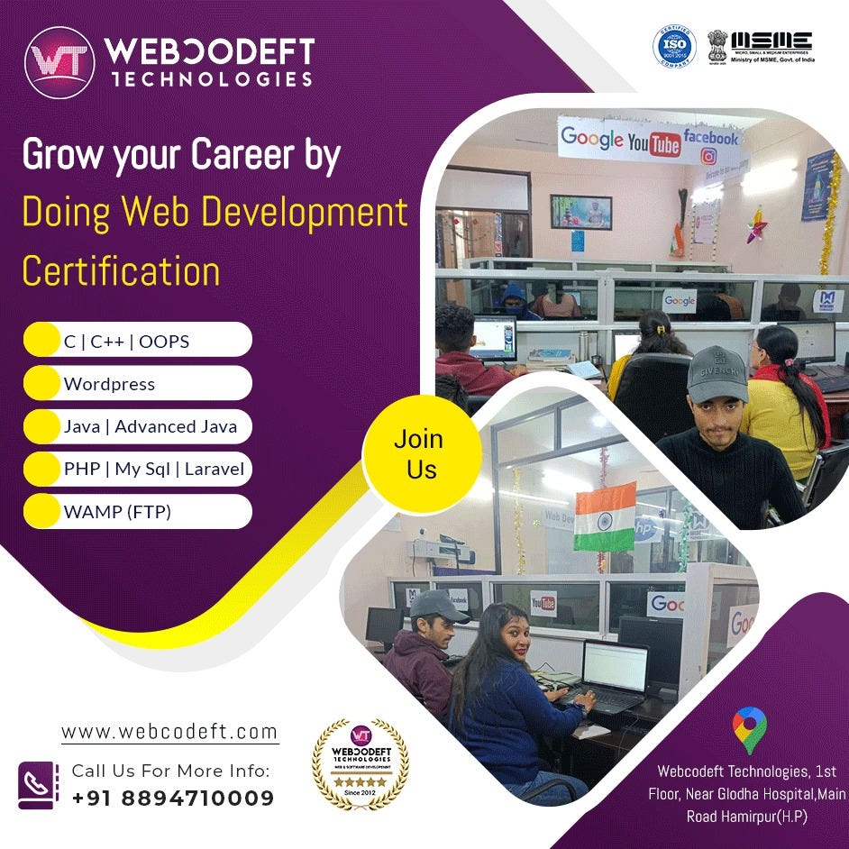 Best Web Development Course in Hamirpur - Webcodeft Technologies - Medium