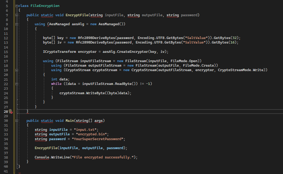 How to Encrypt a File in C# and Decrypt it | by Prof.C Murwamuila | Medium