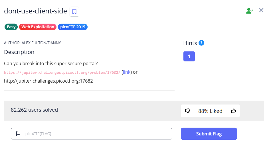 🔍 PicoCTF Web Exploitation Walkthrough |dont-use-client-side | by Deepika B | Medium