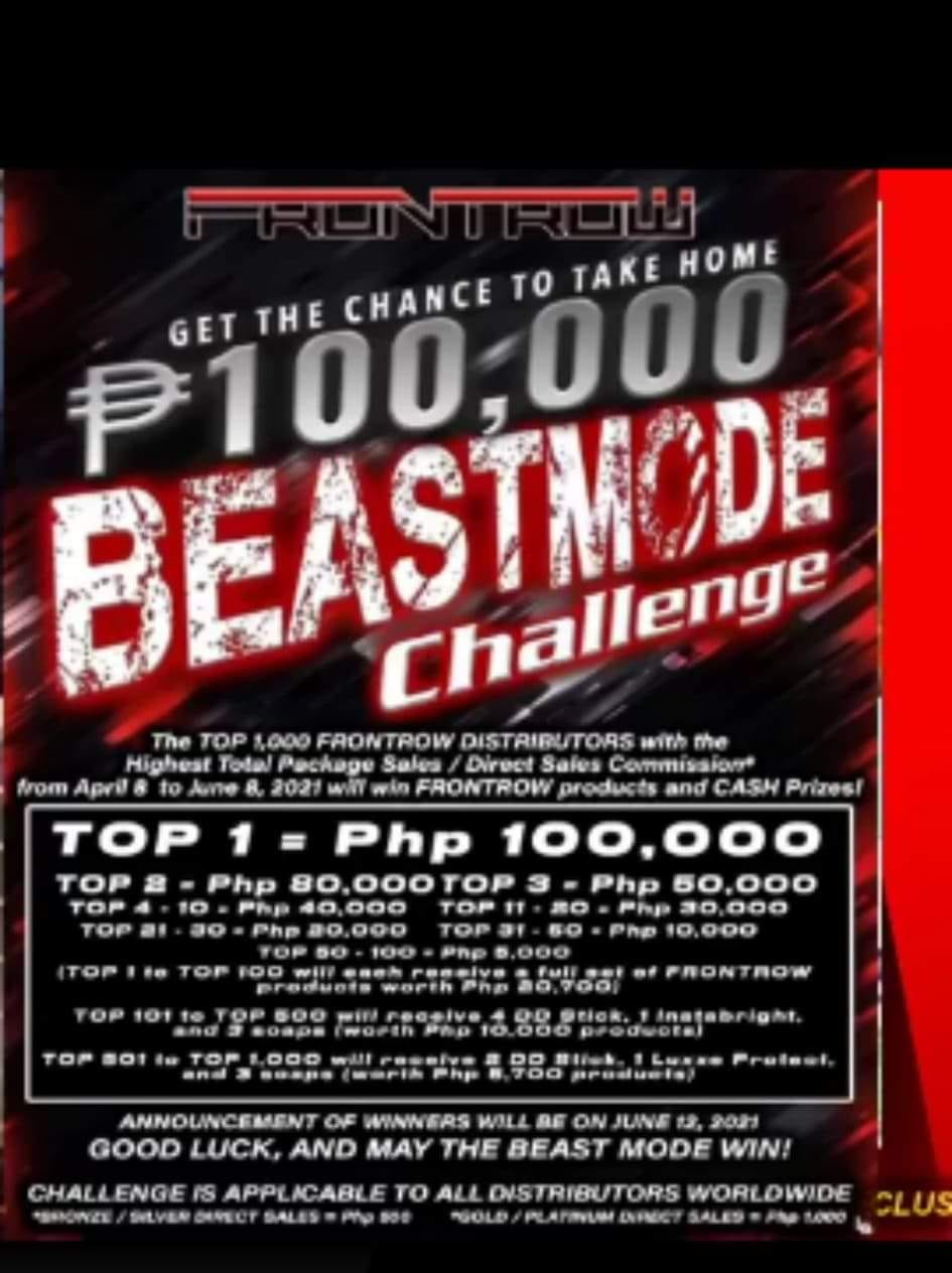 Frontrow Beastmode Challenge Get the Chance to Take Home Php100,000 ...