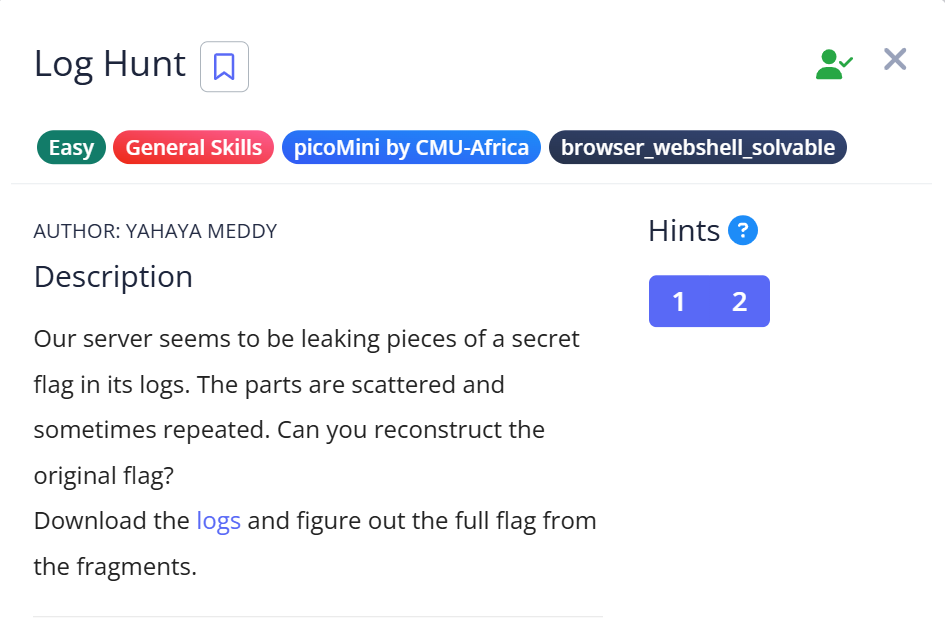 Log Hunt — picoCTF Writeups. For this CTF activity, we have been… | by ...