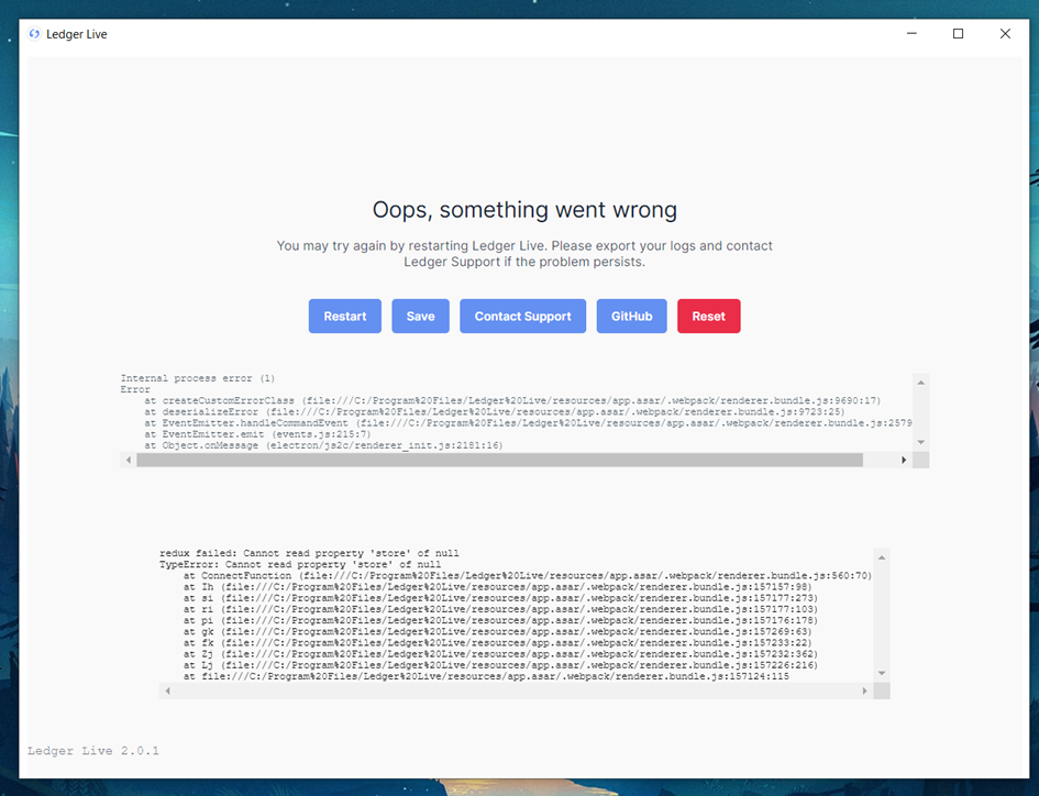 Ledger Live “Something went wrong” how to fix? | by Bethelbrock | Medium