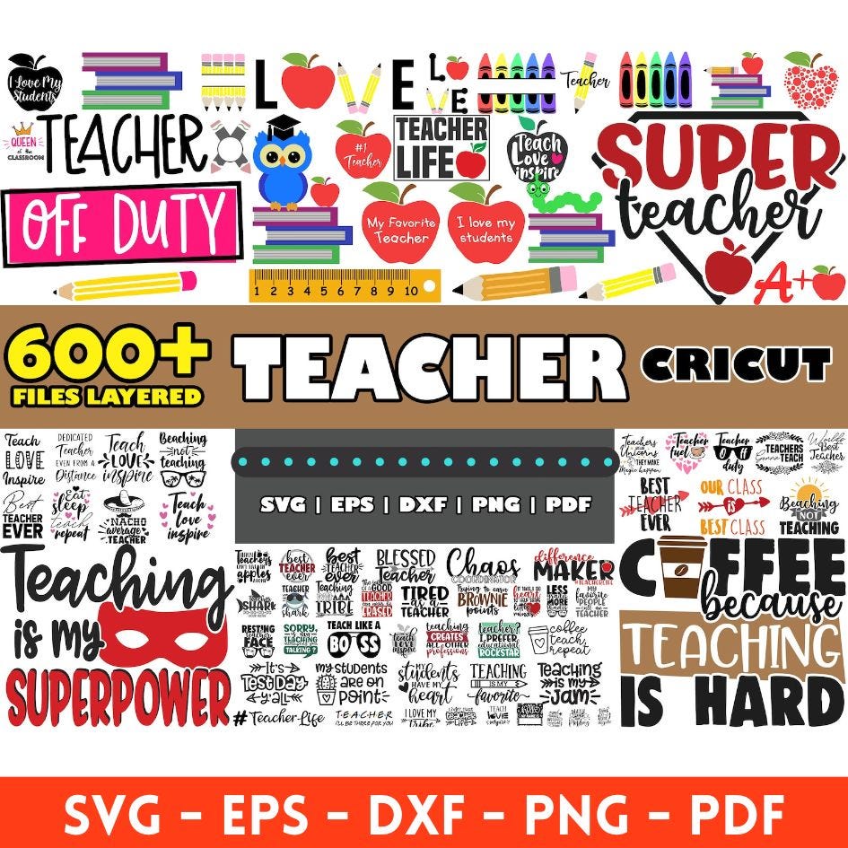 Teacher mega big bundle svg png clipart vector Appreciation Funny ...