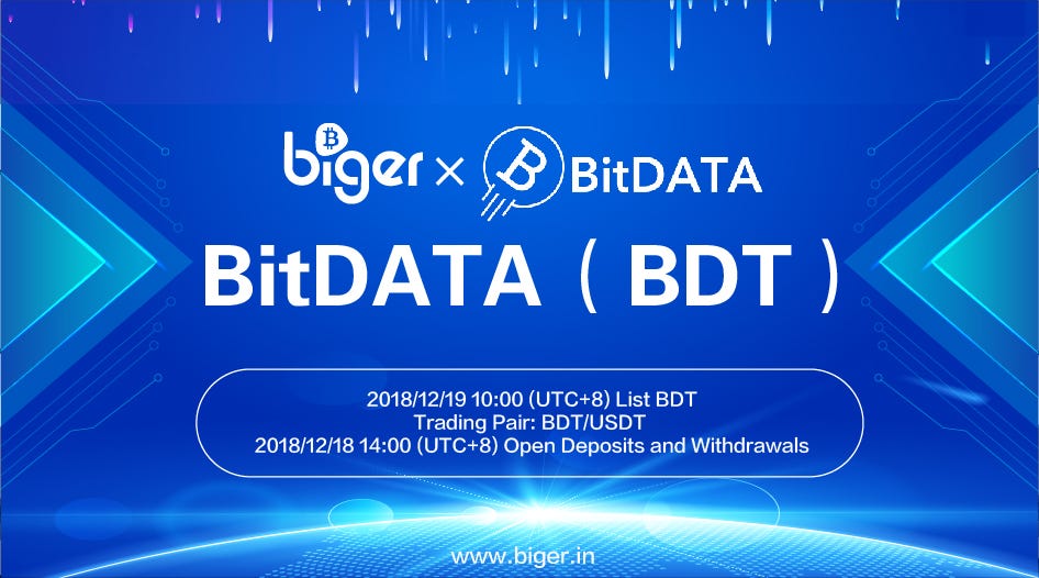 New Listing on Biger: BitData (BDT) | by biger exchange | Medium