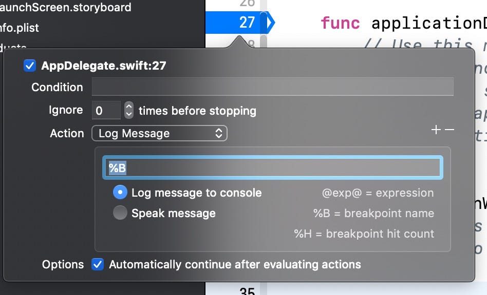 利用 Breakpoint 的 Log Message 和 Debugger Command 列印資訊 By 彼得潘的 Ios App Neverland 彼得潘的 Swift Ios