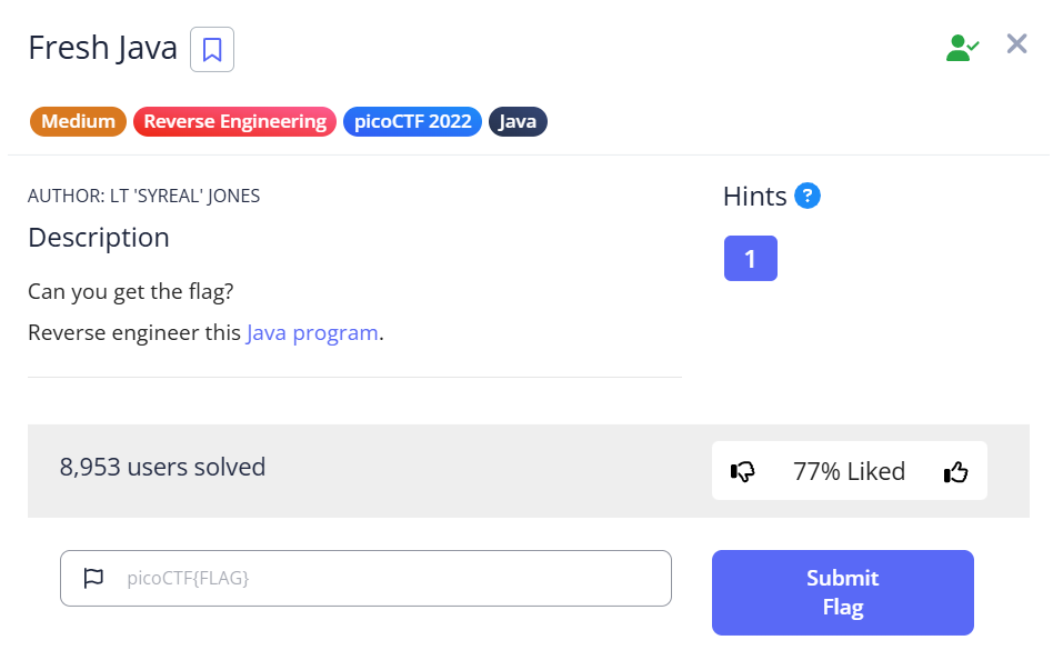 picoCTF: Fresh Java - Baradika - Medium