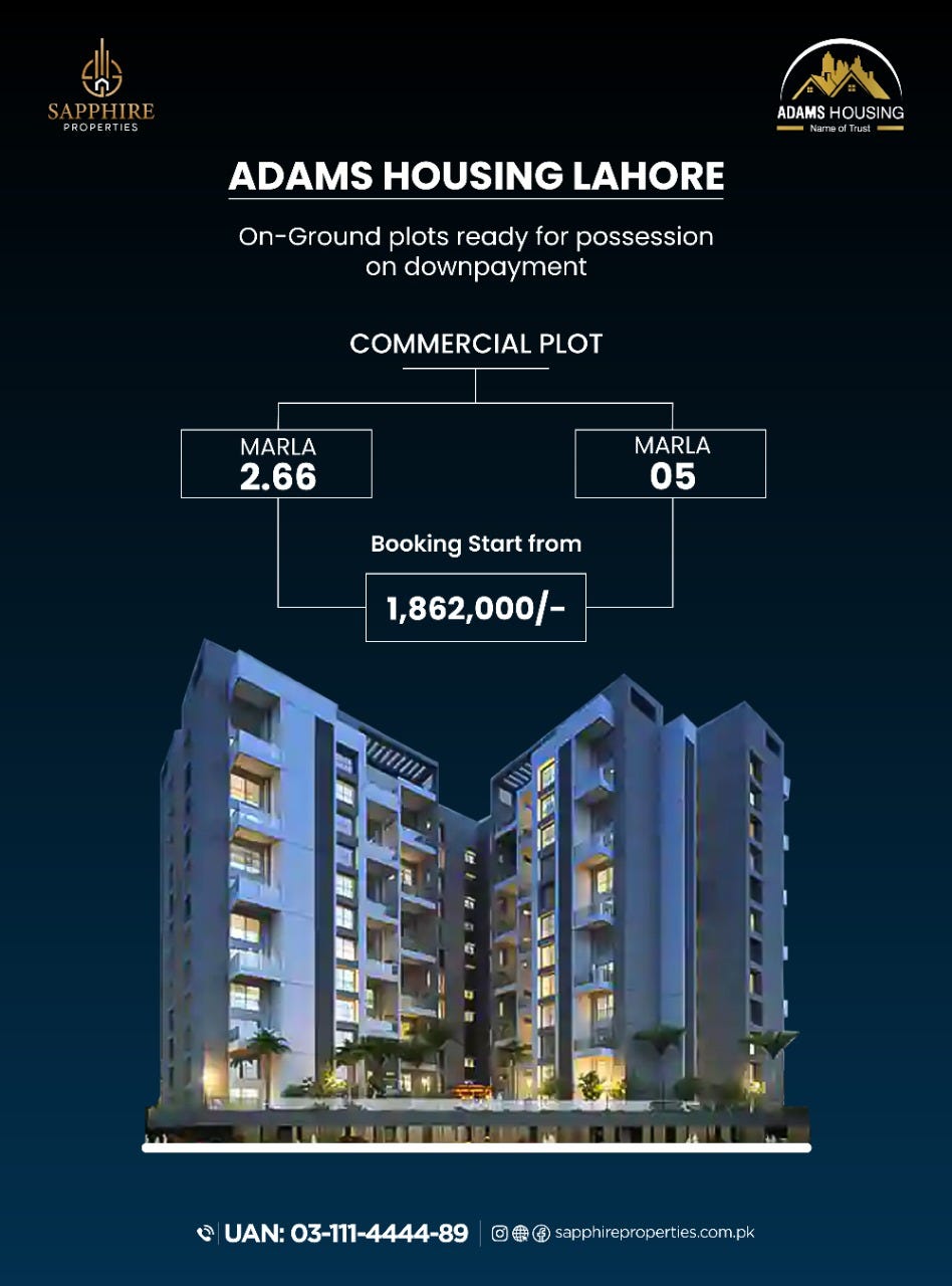 Adams Housing Lahore — (Updated-2022) Payment Plan — Sapphire Properties - DavidSEO-001 - Medium