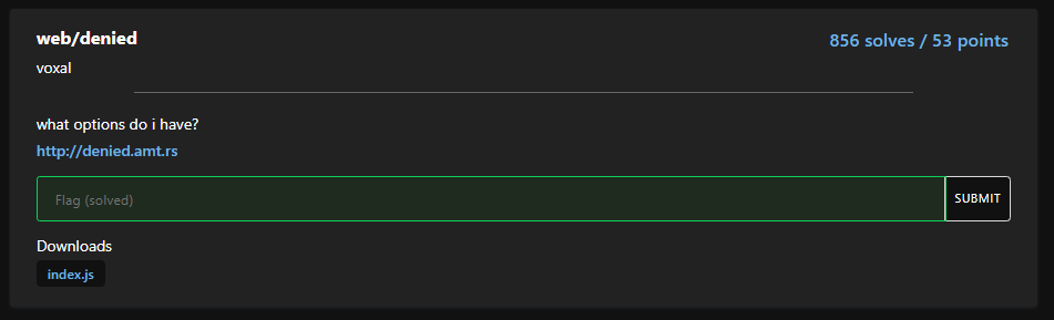 AmateursCTF 2024 — web/denied Challenge — Writeup | by embossdotar | Medium