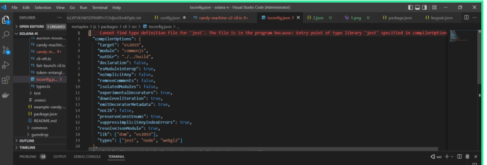 Workaround made Solana Minting NFT Candy Machine V2. Part 1 : Cannot find type defination file ...
