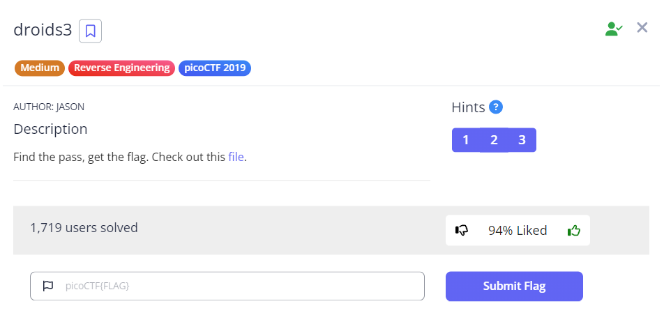 PicoCTF 2019 (Writeup) — droids3 (Android Reverse Engineering) | by ...