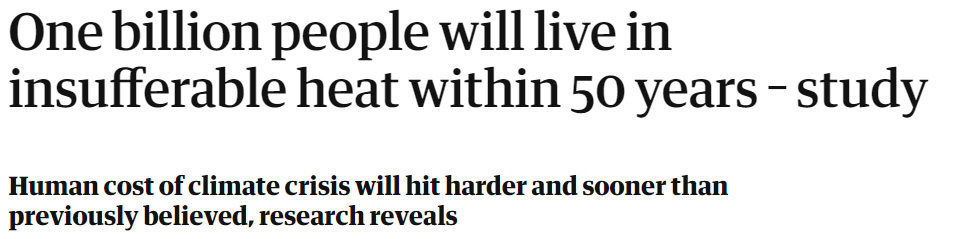 One billion people will NOT live in insufferable heat within 50 years ...