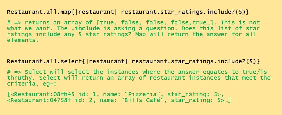 WHICH to use WHEN and WHY (Ruby .select, .map, .include?, .inject) | by Emily Violet Haynes | Medium