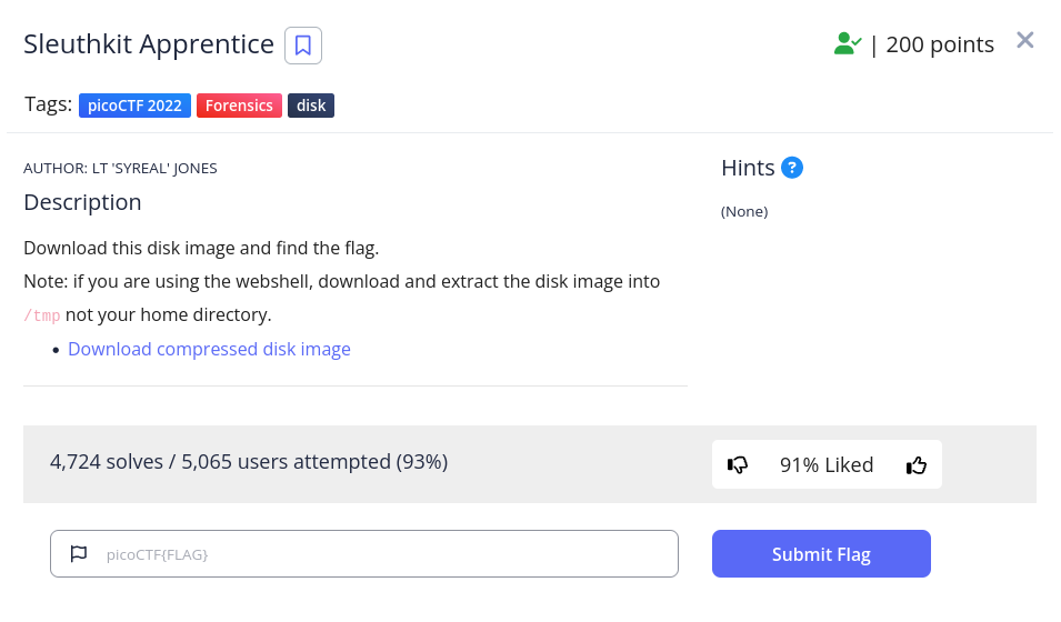 PicoCTF Write-Up: Sleuthkit Apprentice | by Ross Andrews | Medium