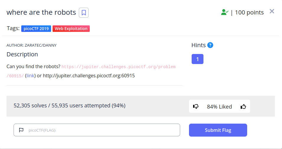 PicoCTF writeup: where are the robots - Subhodeep baroi - Medium